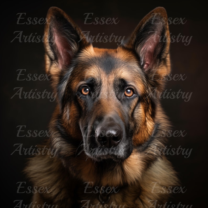 Realistic German Shepherd Portrait High-resolution Digital Art Download ...