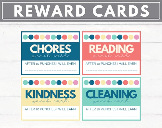 Reward Cards for Kids Reward Cards Chores Reward System | Etsy