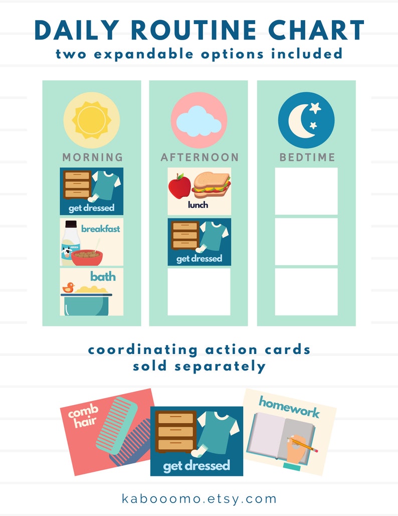 Green Kids Routine Chart Printable Daily Task Charts Chore - Etsy