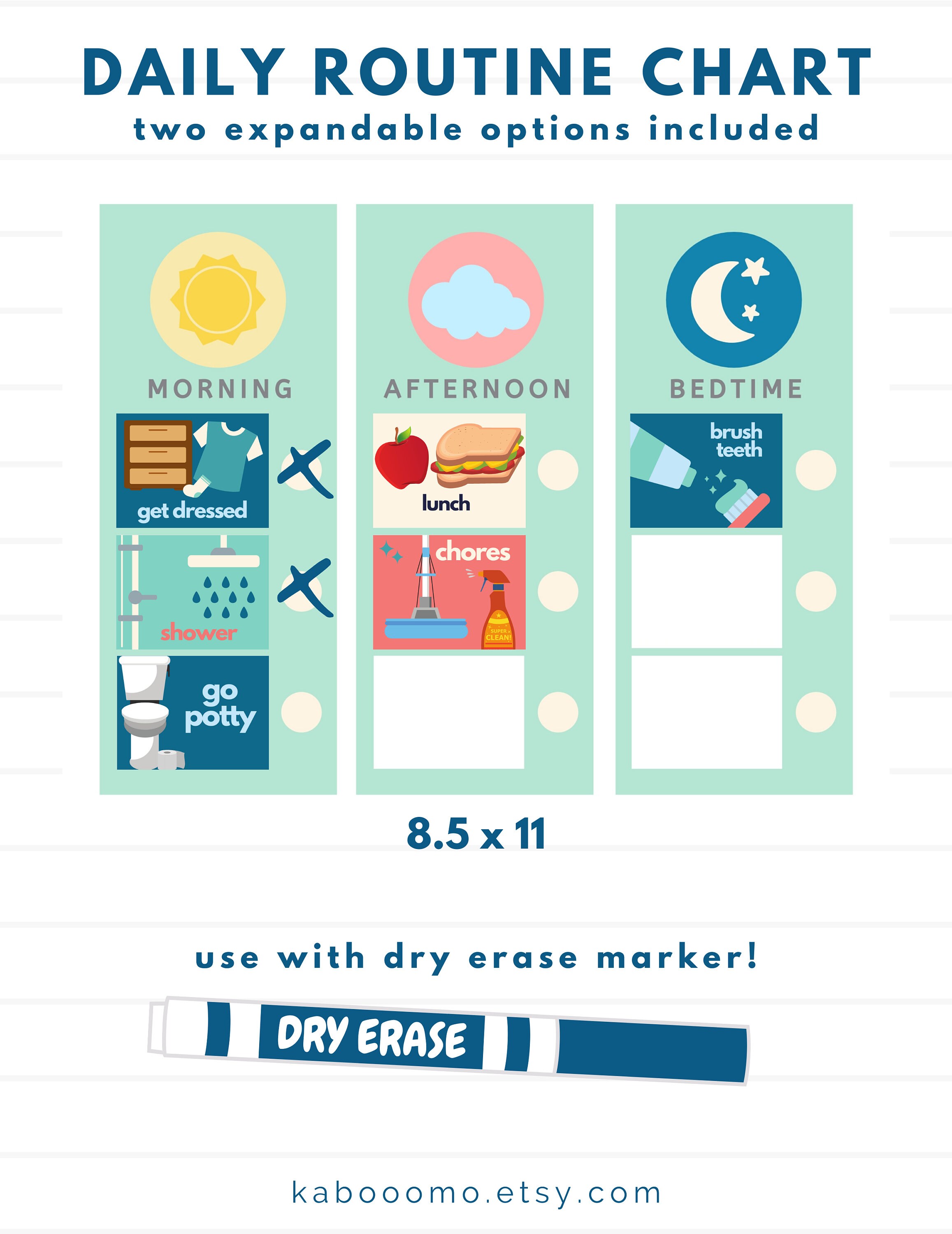 Green Kids Routine Chart Printable Daily Task Charts Chore - Etsy