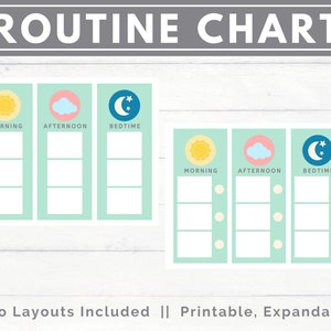 Green Kids Routine Chart Printable Daily Task Charts Chore - Etsy