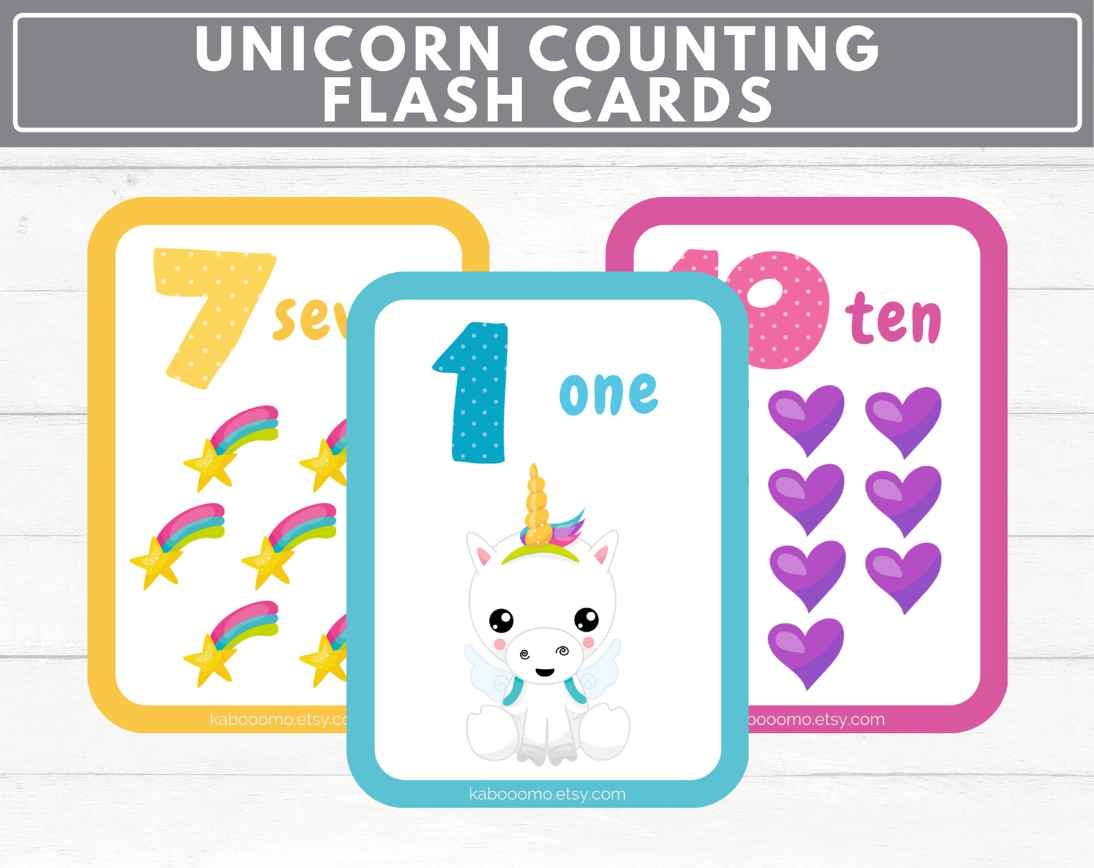 Printable Number Unicorn Counting Flash Cards Cute Kids - Etsy Canada