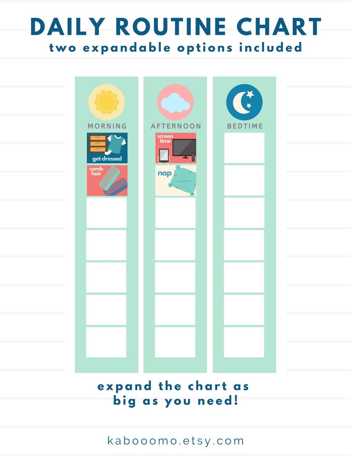 Green Kids Routine Chart Printable Daily Task Charts Chore - Etsy