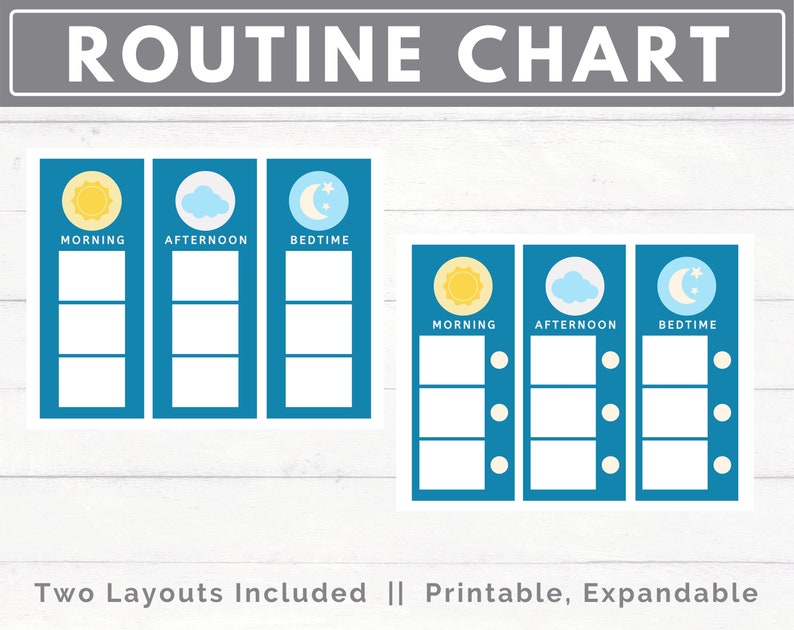 Blue Kids Routine Chart Printable Daily Task Charts Chore - Etsy