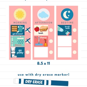 Pink Kids Routine Chart Printable Daily Task Charts Chore - Etsy