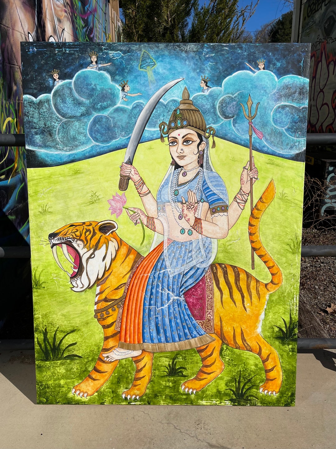 Durga on Tiger ORIGINAL PAINTING - Etsy