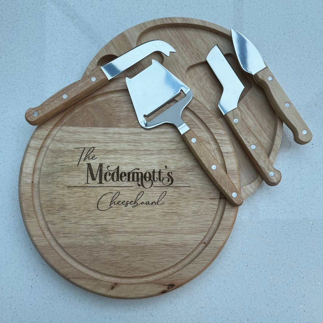 Personalised Deluxe Cheese Board Set With Hidden Cheese Cutting Tool ...