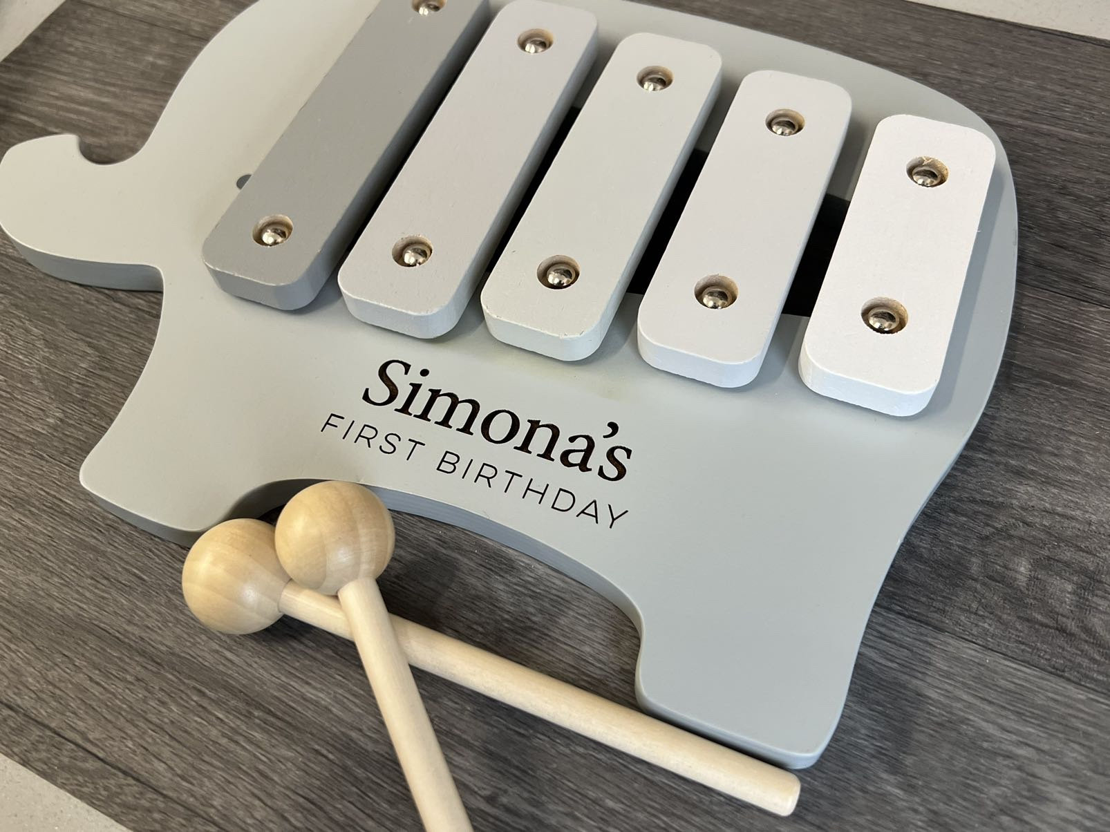 Personalised Elephant Wooden Engraved Toy Xylophone Elephant Baby First ...