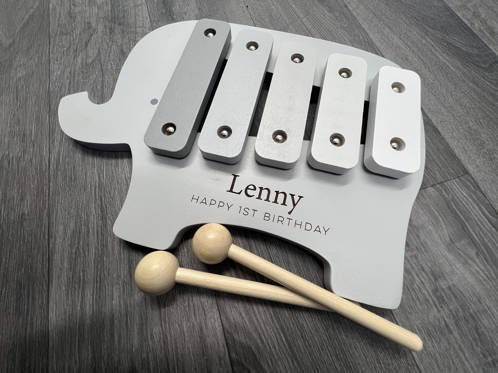 Personalised Elephant Wooden Engraved Toy Xylophone Elephant Baby First ...
