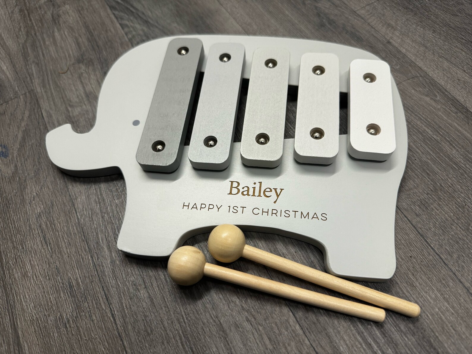 Personalised Elephant Wooden Engraved Toy Xylophone Elephant Baby First ...