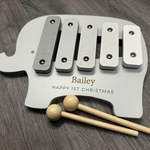 Personalised Elephant Wooden Engraved Toy Xylophone Elephant Baby First ...