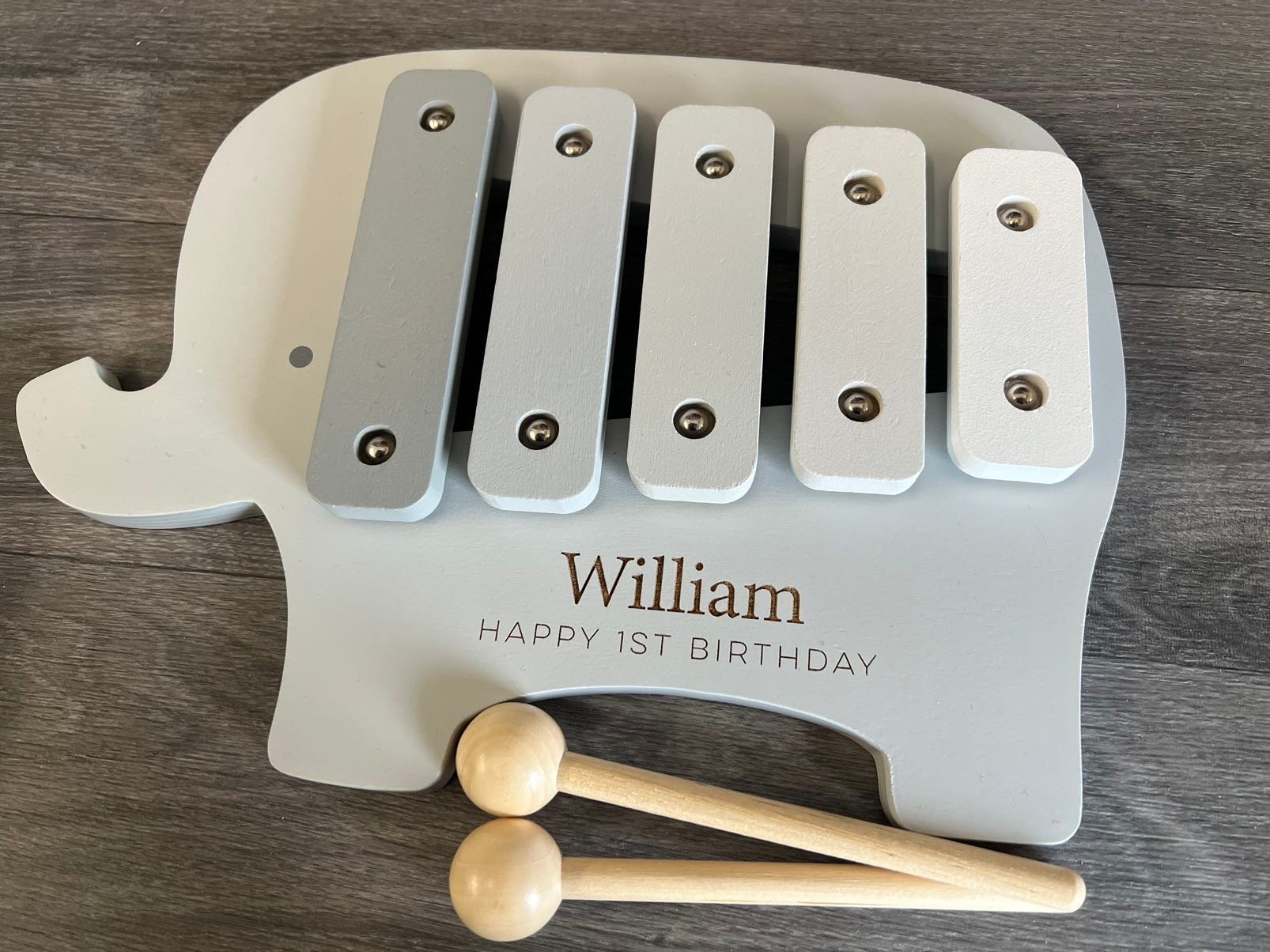 Personalised Elephant Wooden Engraved Toy Xylophone Elephant Baby First ...