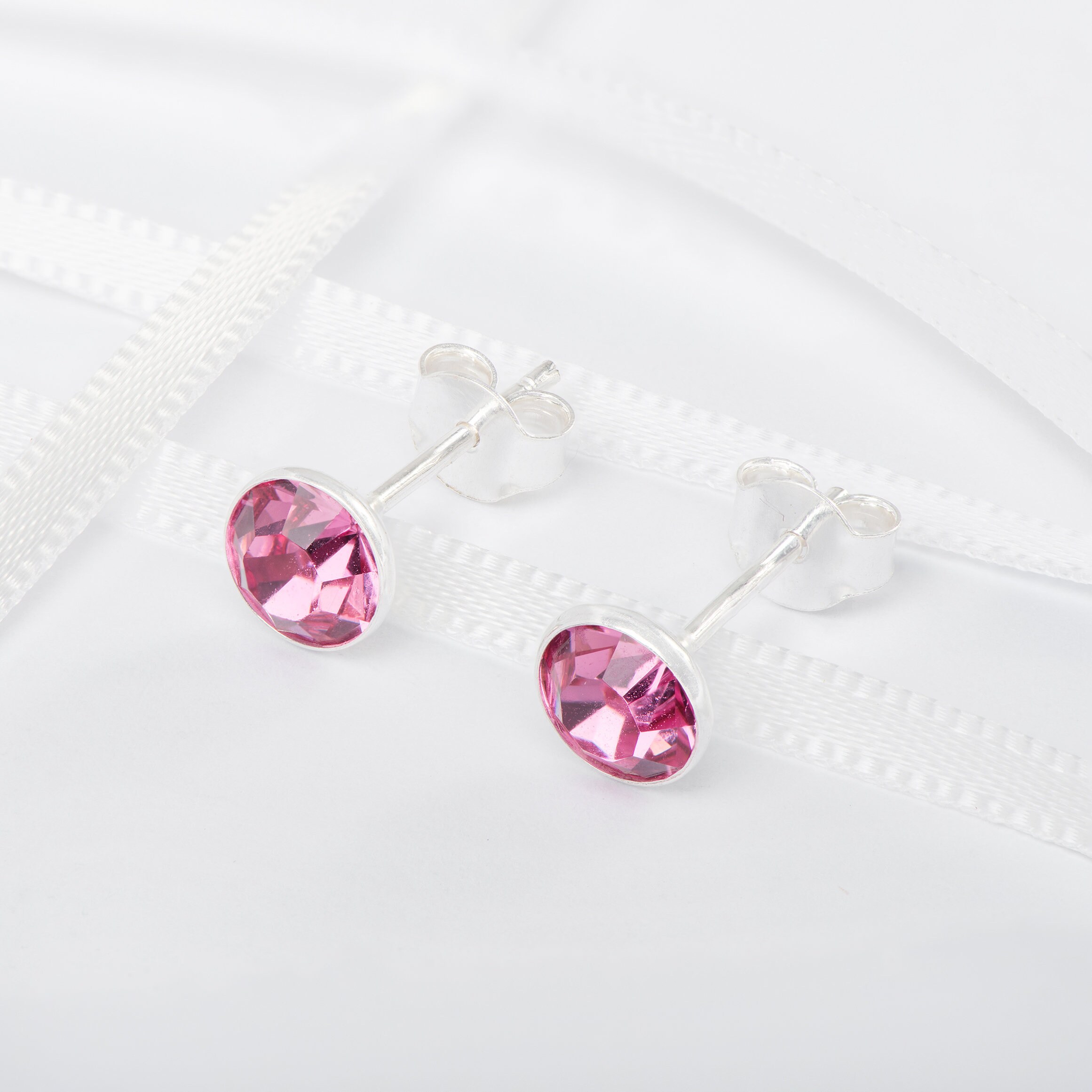 Aeon Real Sterling Silver Ruby Colour Swarovski Crystal Stud | Etsy