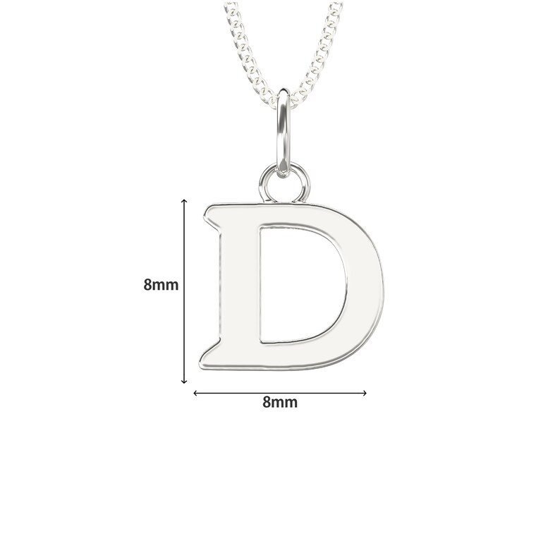 925 Sterling Silver D Initial Letter Necklace Pendant, A-Z Alphabet ...