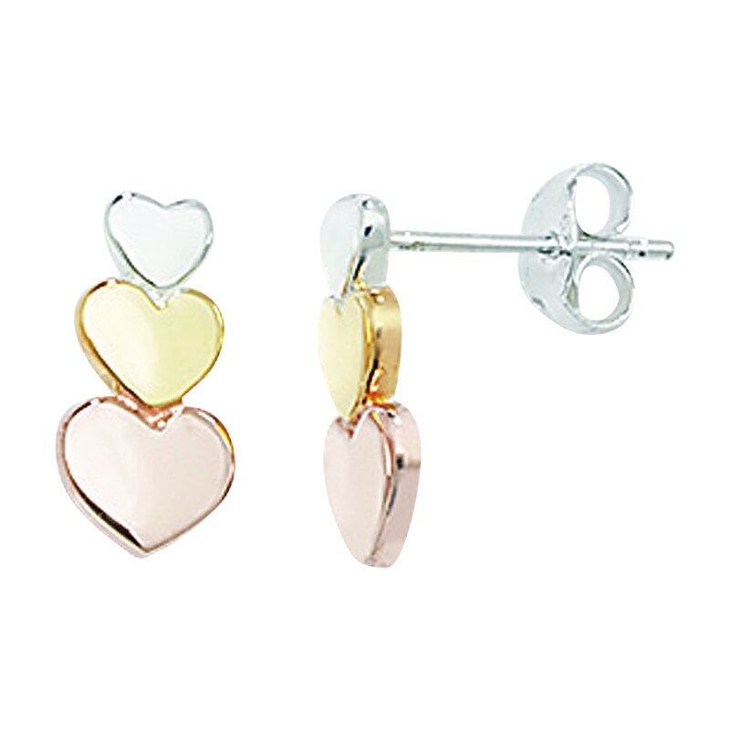 Three Heart Earrings - Etsy