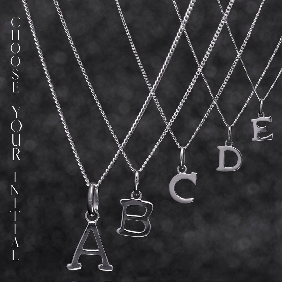 925 Sterling Silver V Initial Letter Necklace Pendant A-Z - Etsy UK
