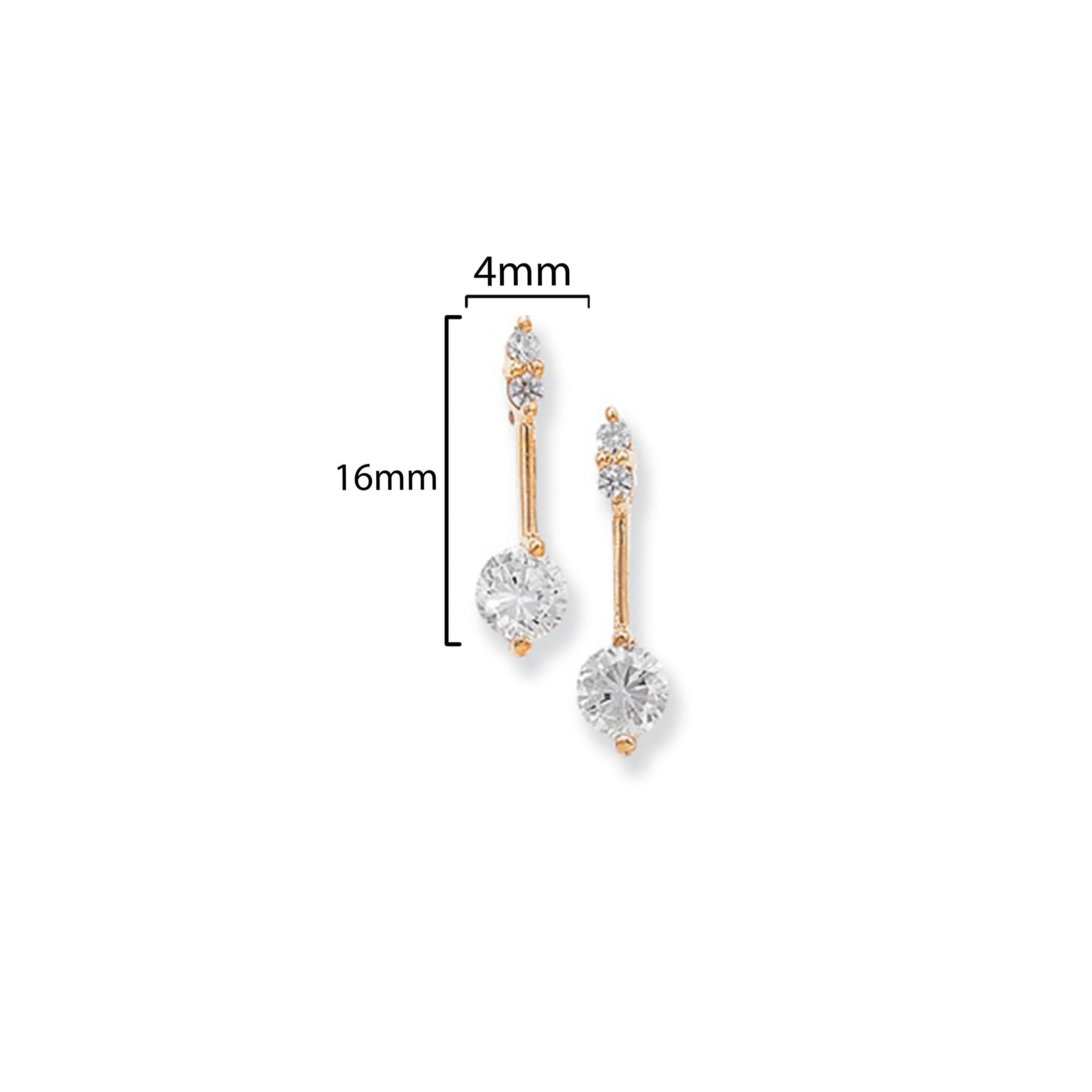 Aeon 9ct Gold Drop Crystal Earrings With White Cubic Zirconia ...