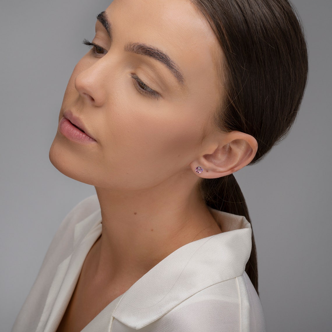 Aeon Real Sterling Silver Ruby Colour Swarovski Crystal Stud | Etsy