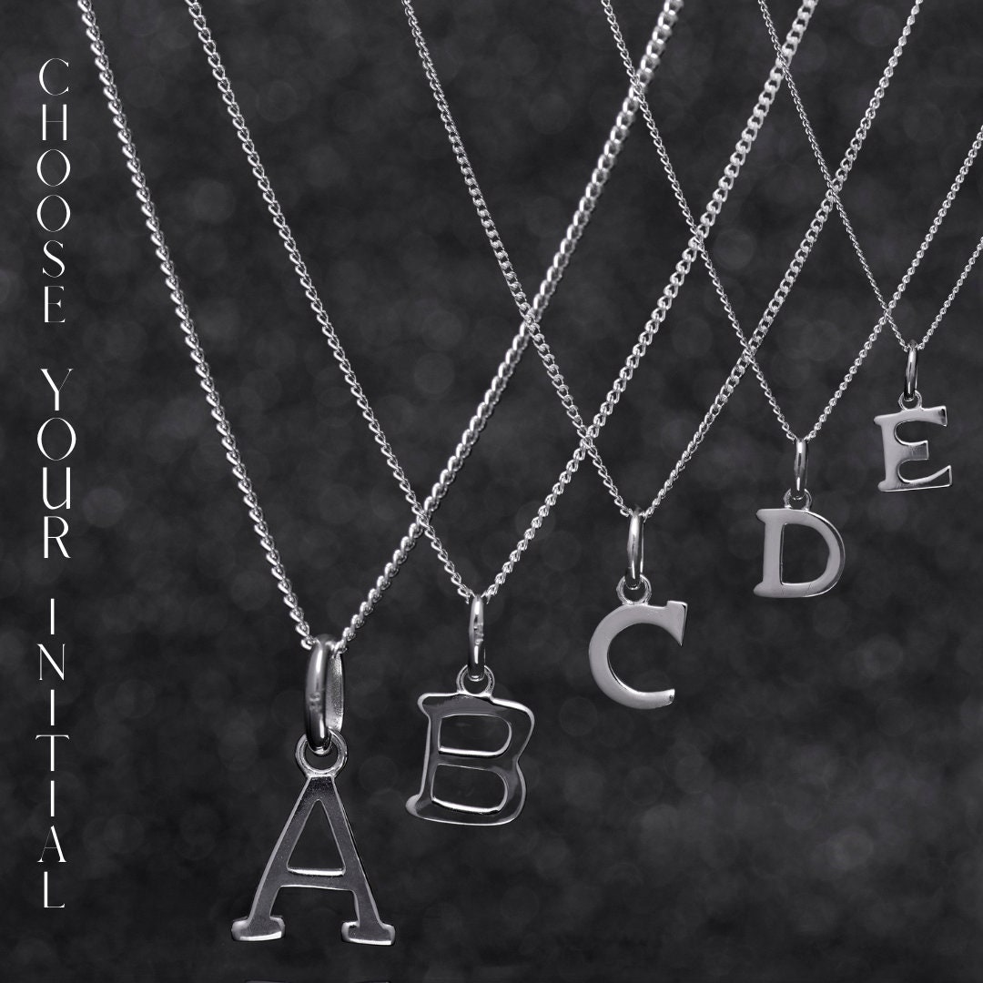 925 Sterling Silver L Initial Letter Necklace Pendant A-Z - Etsy