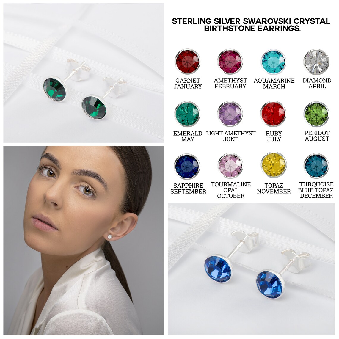 Aeon Real Sterling Silver Ruby Colour Swarovski Crystal Stud - Etsy