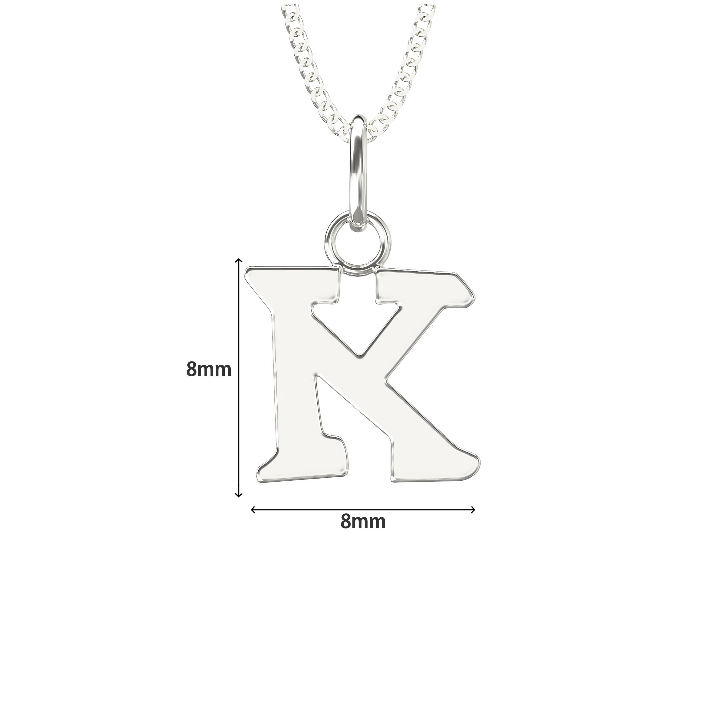 925 Sterling Silver K Initial Letter Necklace Pendant A-Z | Etsy