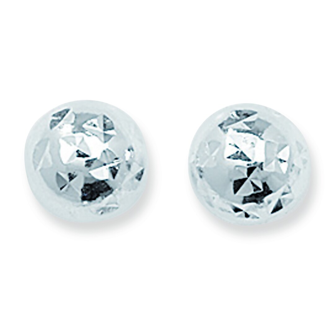 Aeon Real Sterling Silver 8mm Diamond Cut Ball Stud Earrings. 8mm*8mm ...