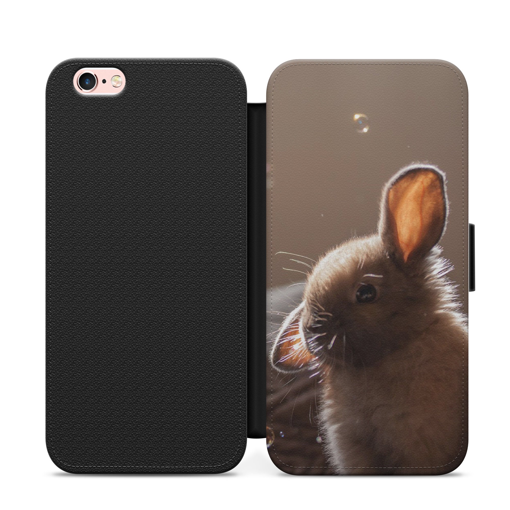 Bunny Rabbit Cute Fluffy Flip Wallet Phone Case for Samsung iPhone ...