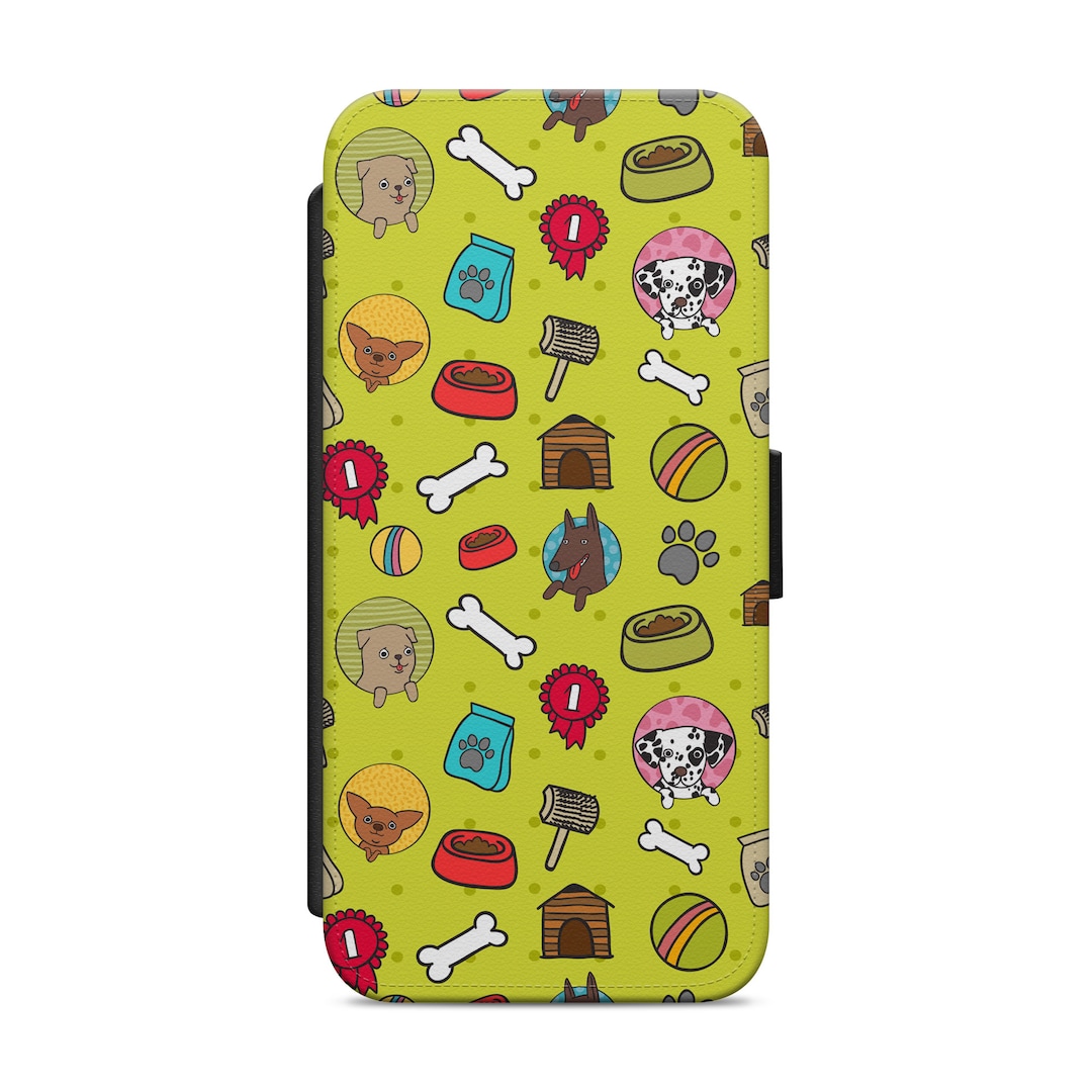 Dog Pet Lovers Bone Pattern Flip Wallet Phone Case for Samsung iPhone ...
