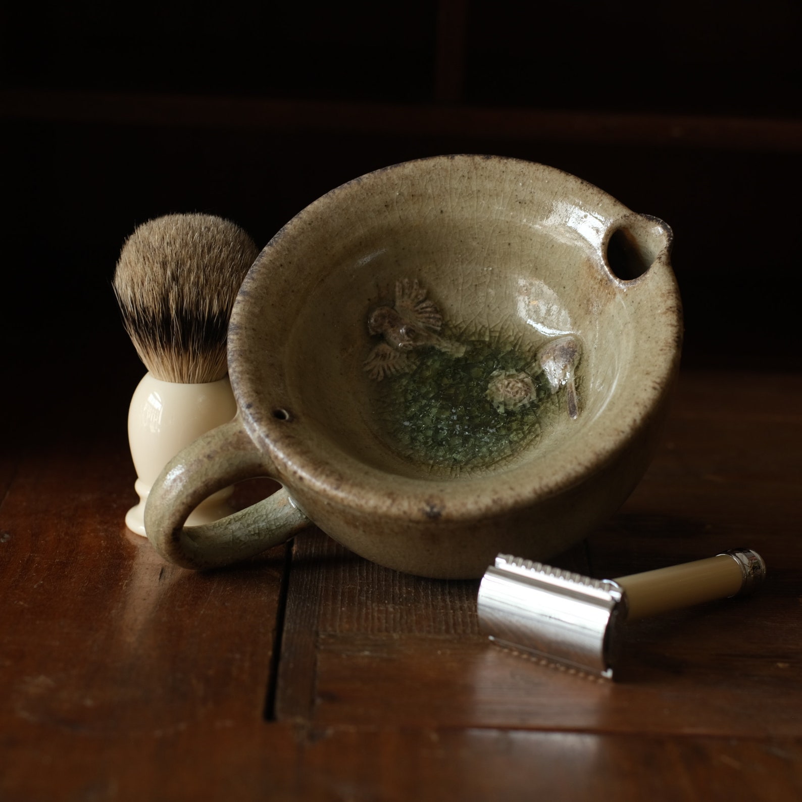 Woodfired Stoneware Shaving Scuttle. Woodfired Shaving Bowl for Wet ...