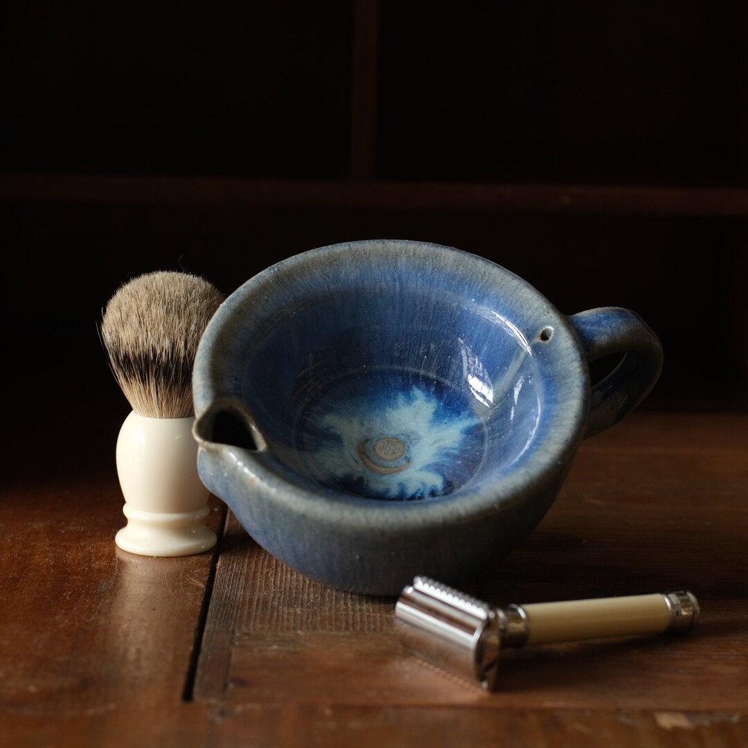 Woodfired Blue Ceramic Shaving Scuttle: Stoneware Wet Shave Bowl - Etsy UK