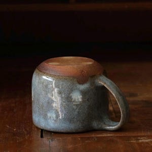 Unique Blue Woodfired Coffee Cup. Woodfired Stoneware Cappuccino Coffee ...