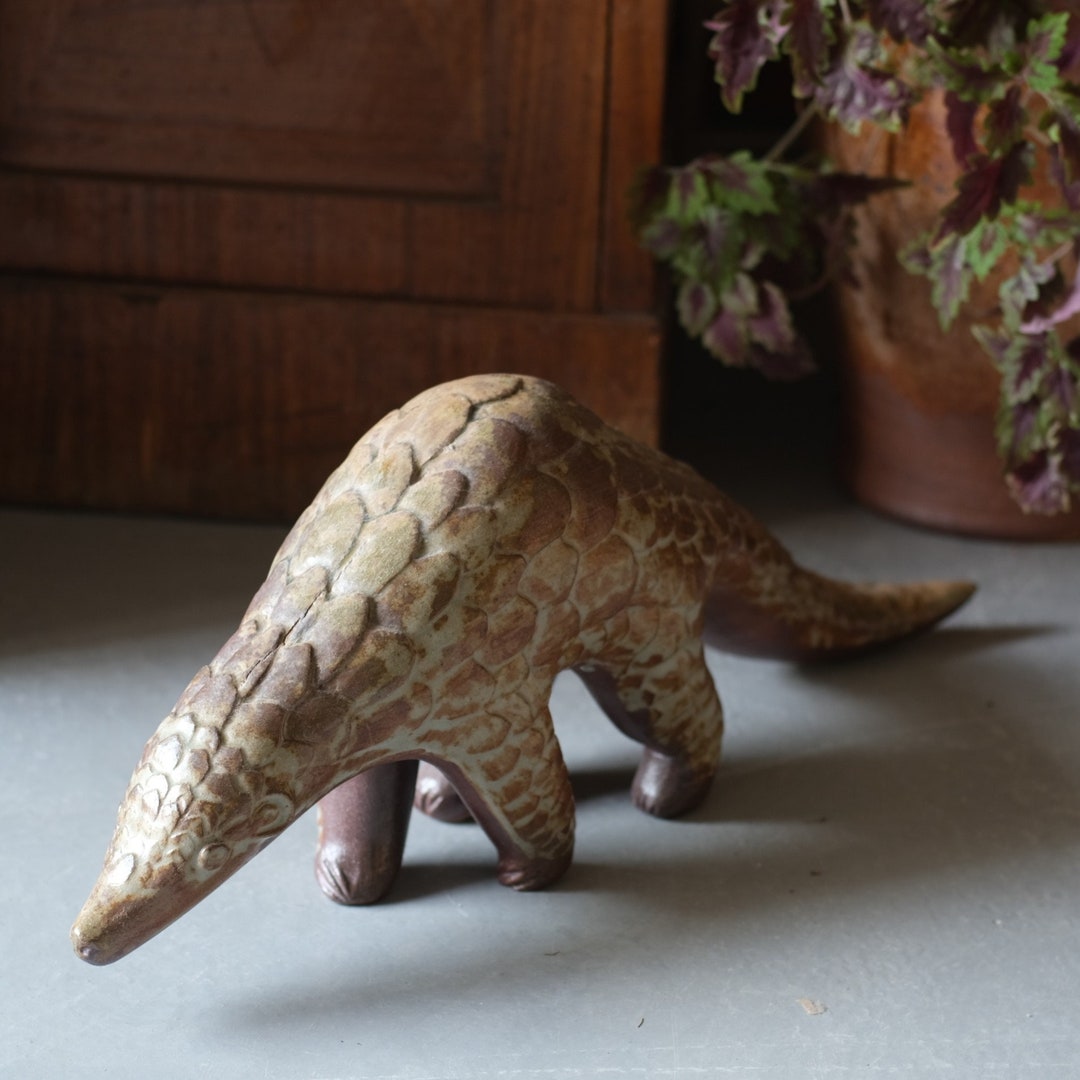 Big Woodfired Pangolin Sculpture. Ceramic Animal Sculpture. Unique ...