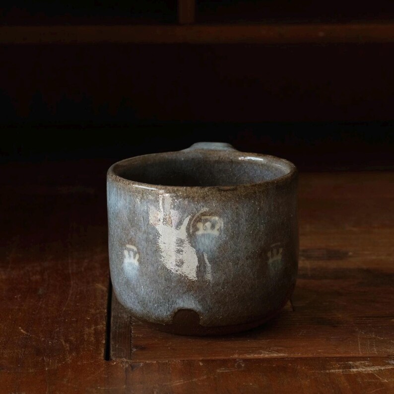 Unique Blue Woodfired Coffee Cup. Woodfired Stoneware Cappuccino Coffee ...