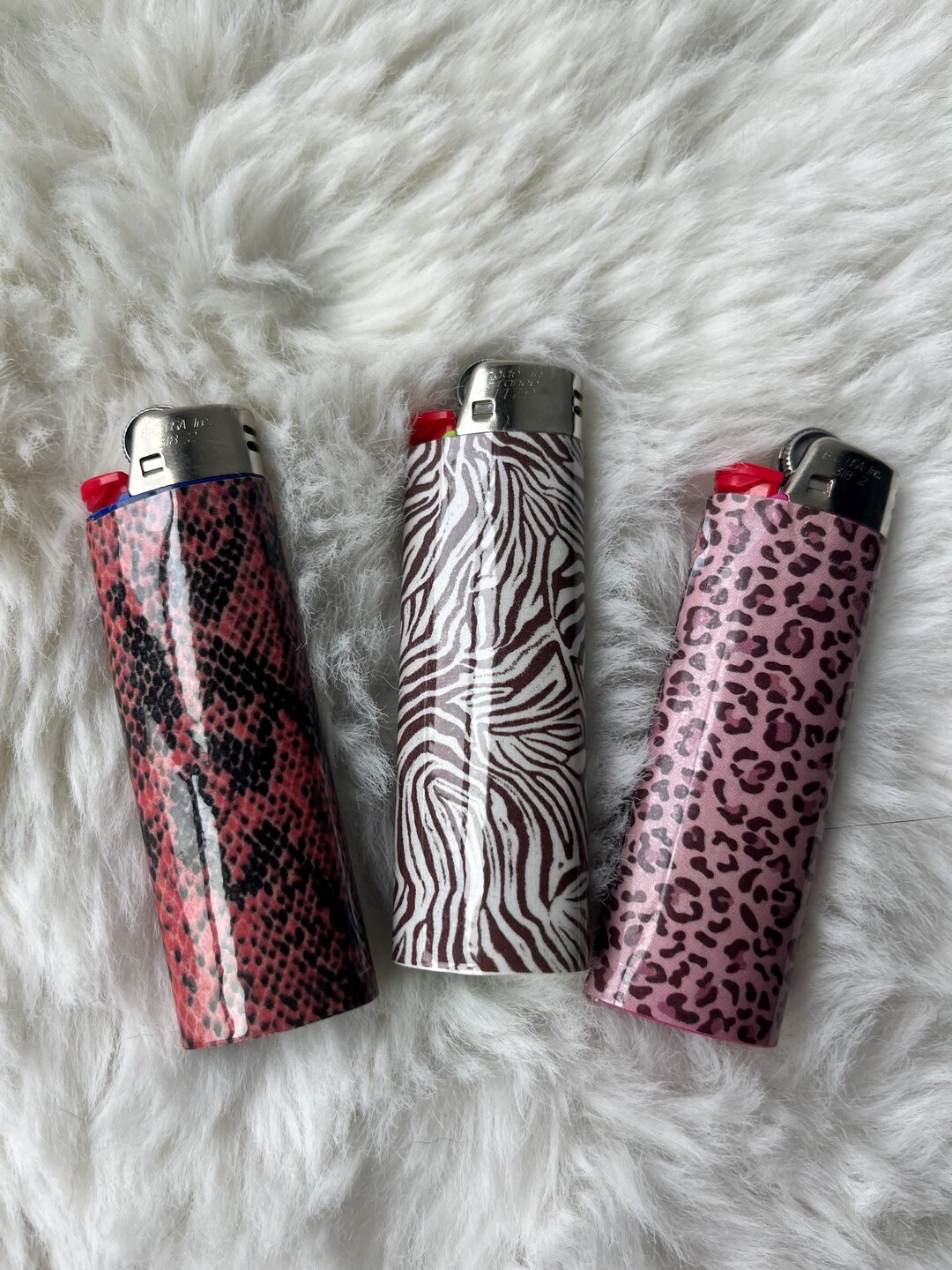 Animal Print Lighter Set, Bic Lighters Set of 3, Snakeskin Lighter ...