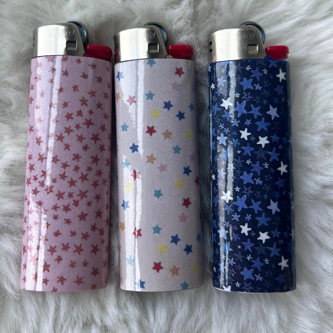 Star Lighters Set of 3, Bic Lighter Set, Girly Lighters, Lighter Wraps ...