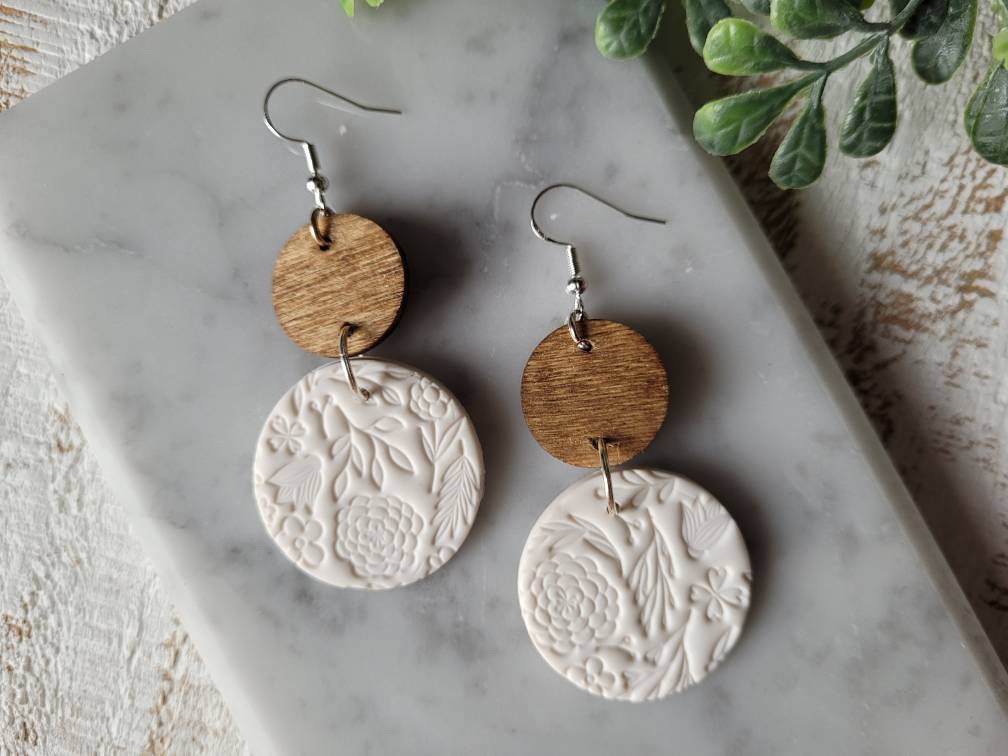 Floral clay earrings store
