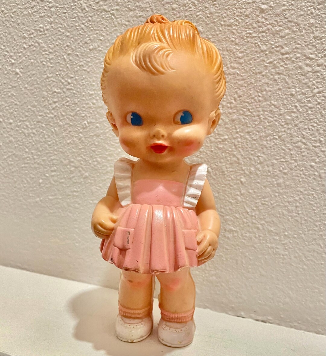 Vintage 1950s Rubber Doll, Pink Dress, Squeak Toy - Etsy