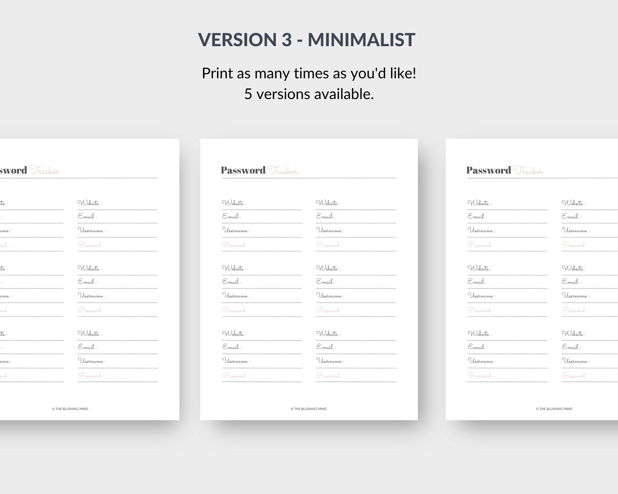 Printable And Fillable Password Tracker Password Log Password Keeper Password Planner Password