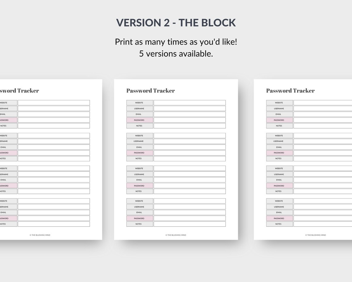 Printable & Fillable Password Tracker, Password Log, Password Keeper ...