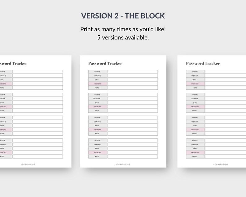 Printable & Fillable Password Tracker, Password Log, Password Keeper ...