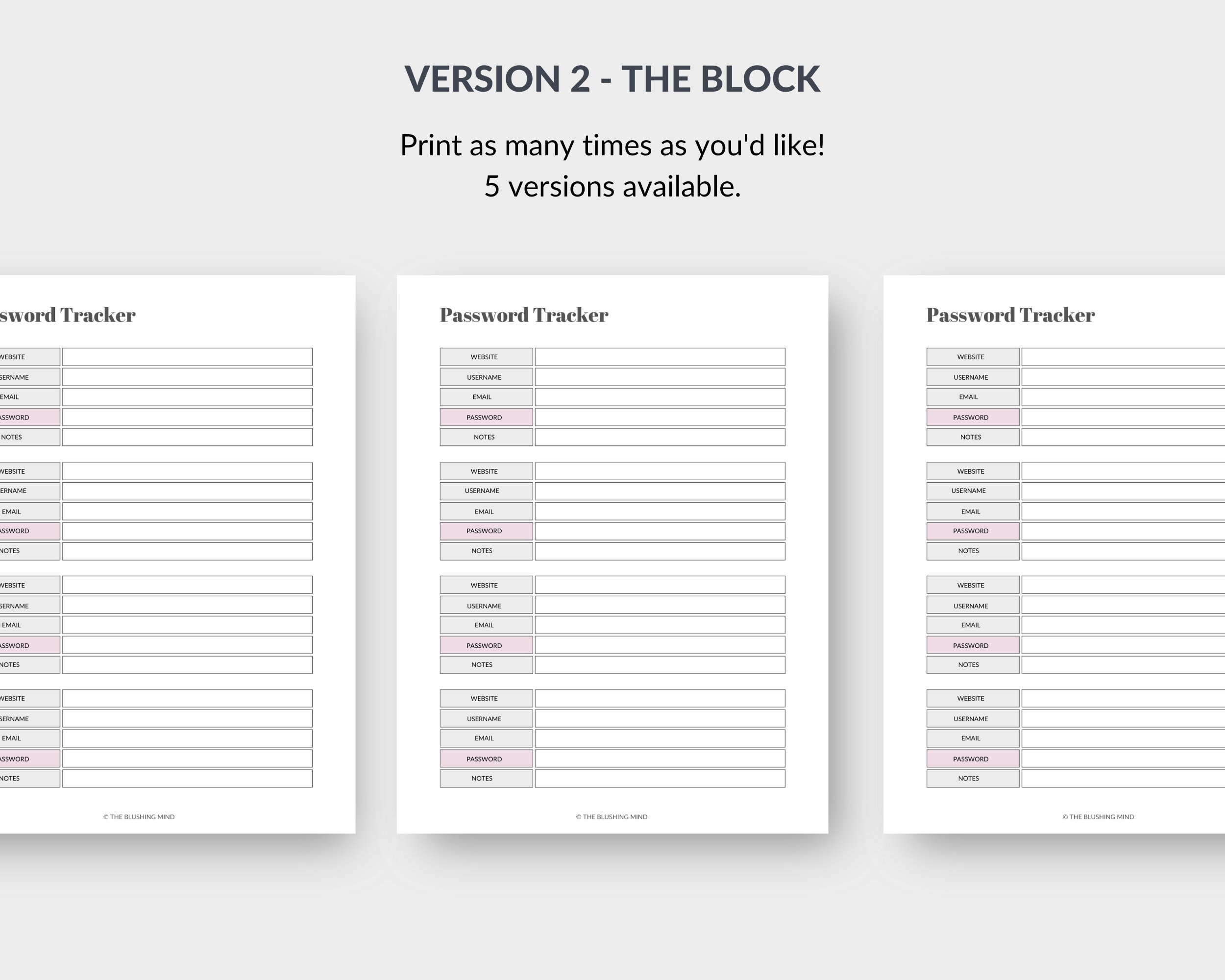 Printable & Fillable Password Tracker, Password Log, Password Keeper ...