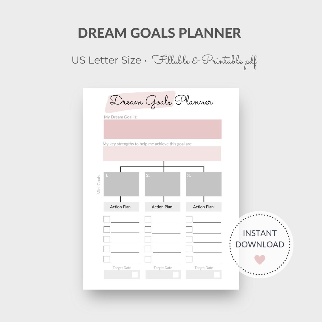 Goal Planner Printable, Goal Planner Digital, Goal Setting Template ...