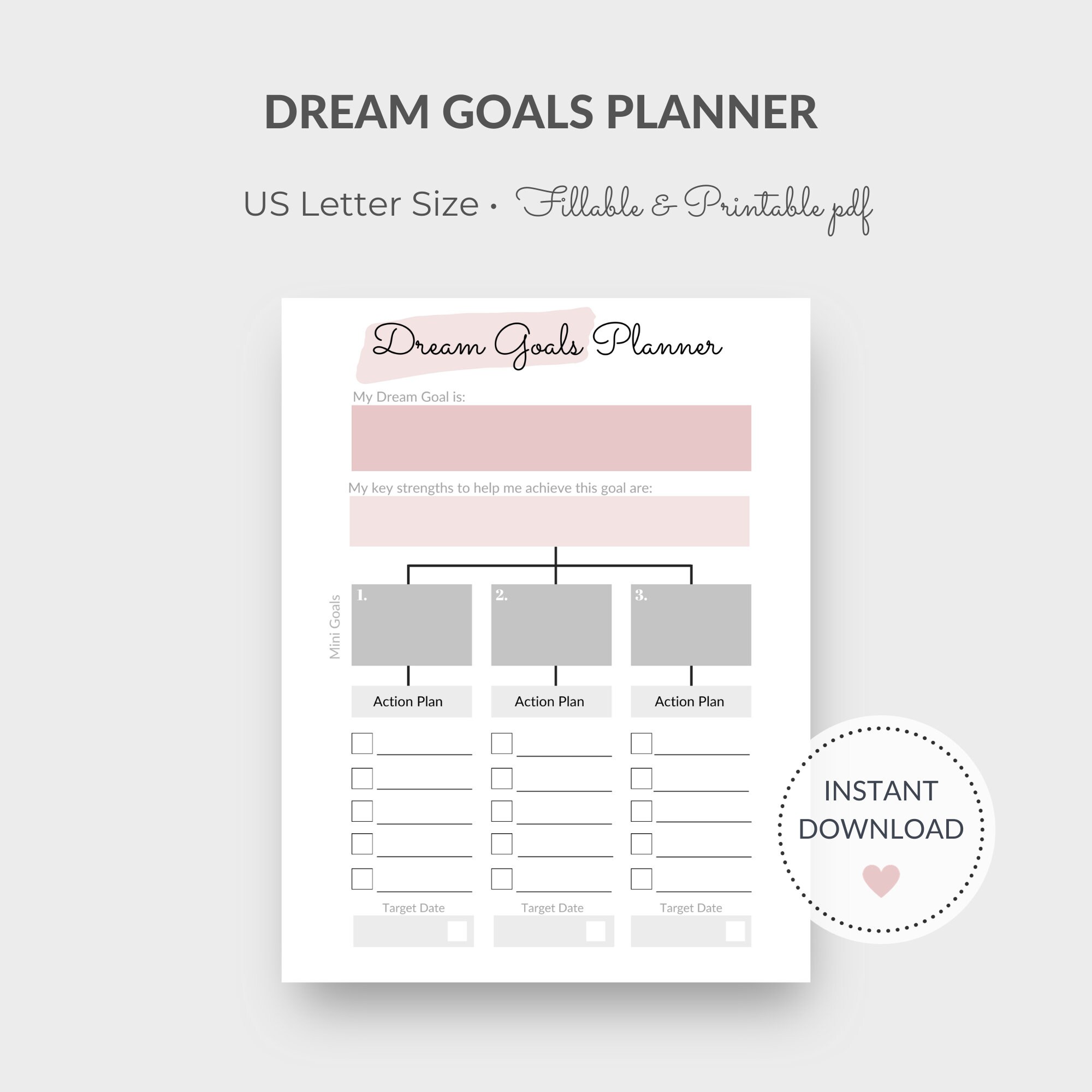 Goal Planner Printable, Goal Planner Digital, Goal Setting Template ...