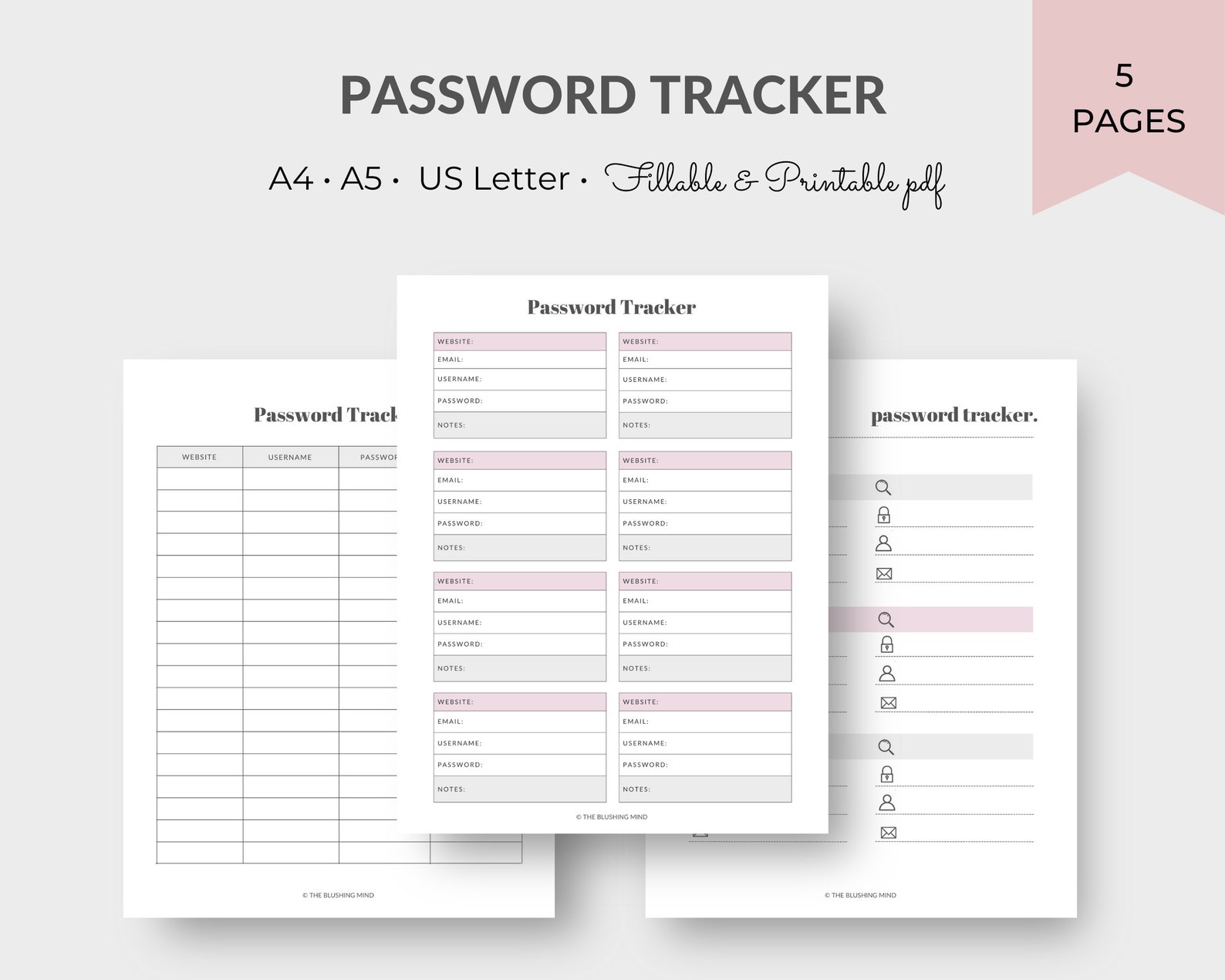 Printable & Fillable Password Tracker Password Log Password - Etsy Canada