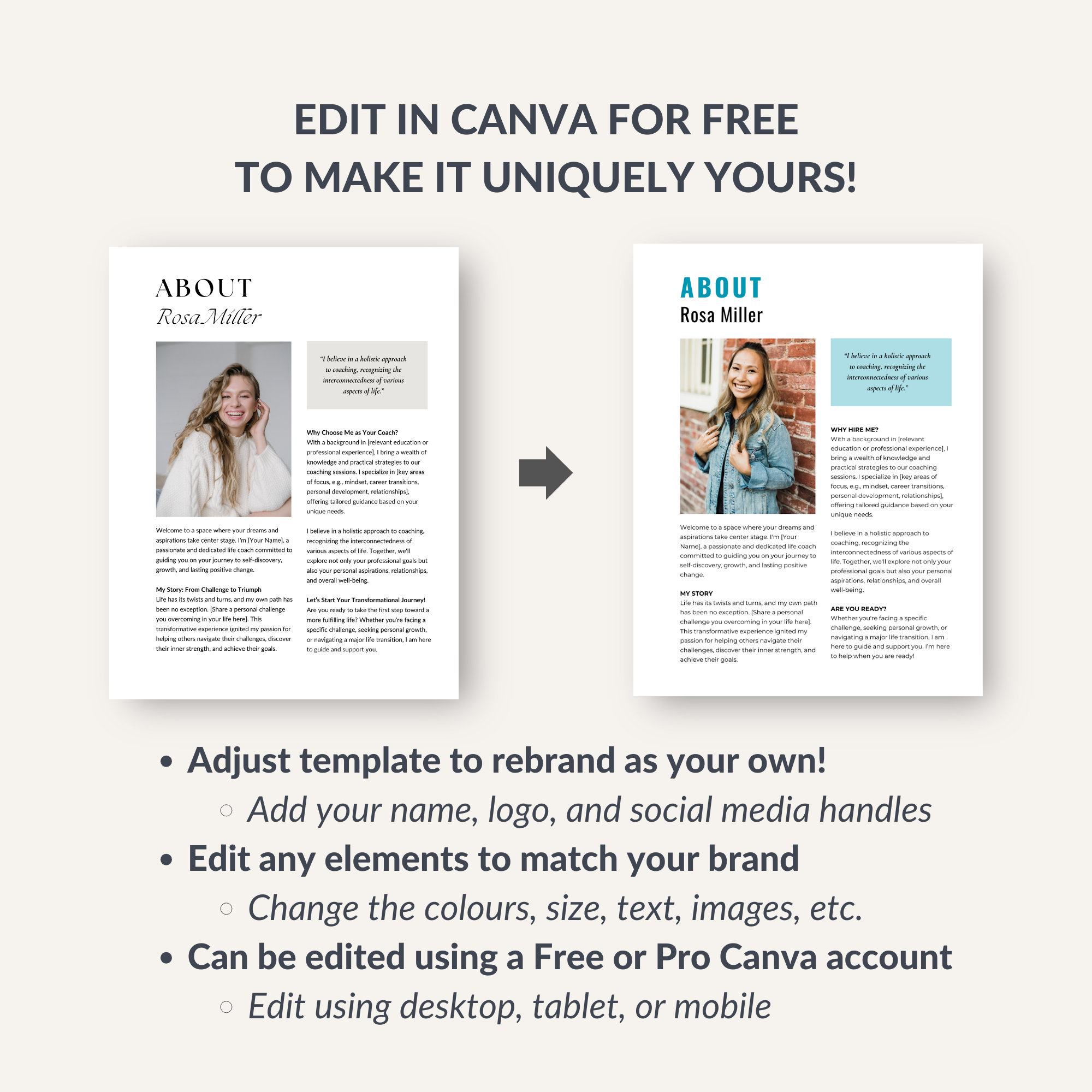 About Me Template About Me Page Canva Business Template Meet the Team ...