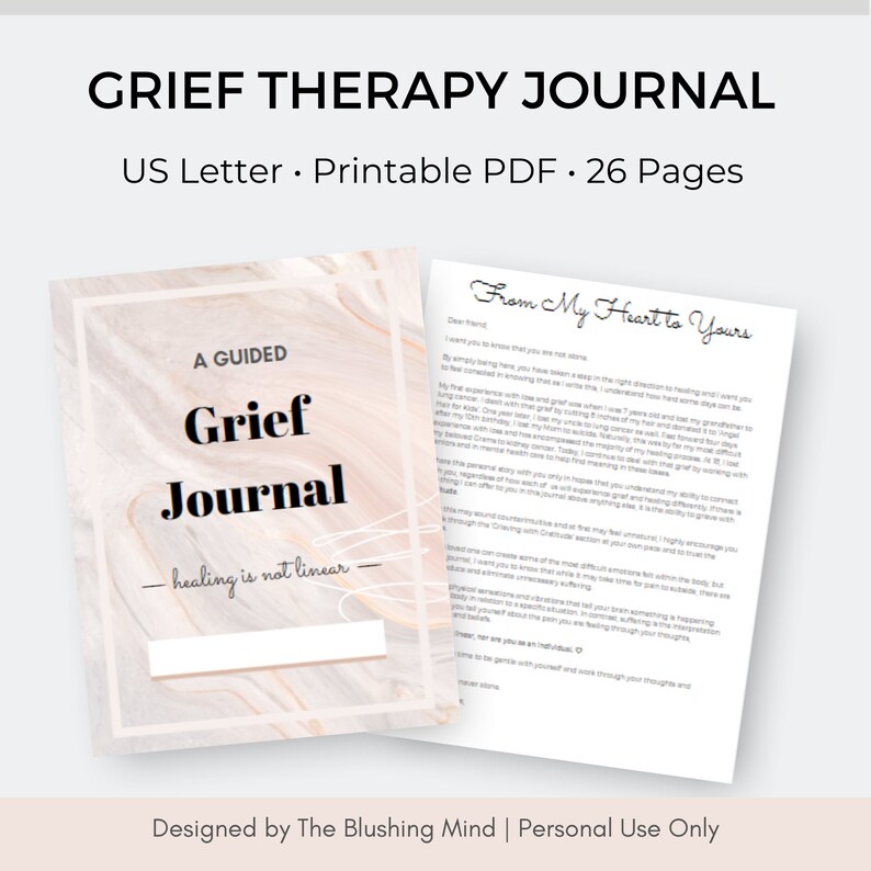 Grief Therapy Journal: Mental Health Loss Grief Healing - Etsy Canada