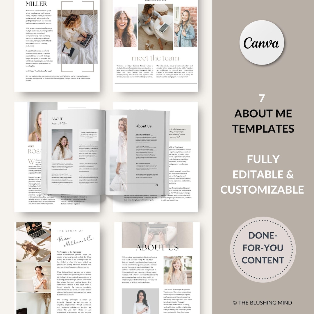 About Me Template About Me Page Canva Business Template Meet the Team ...