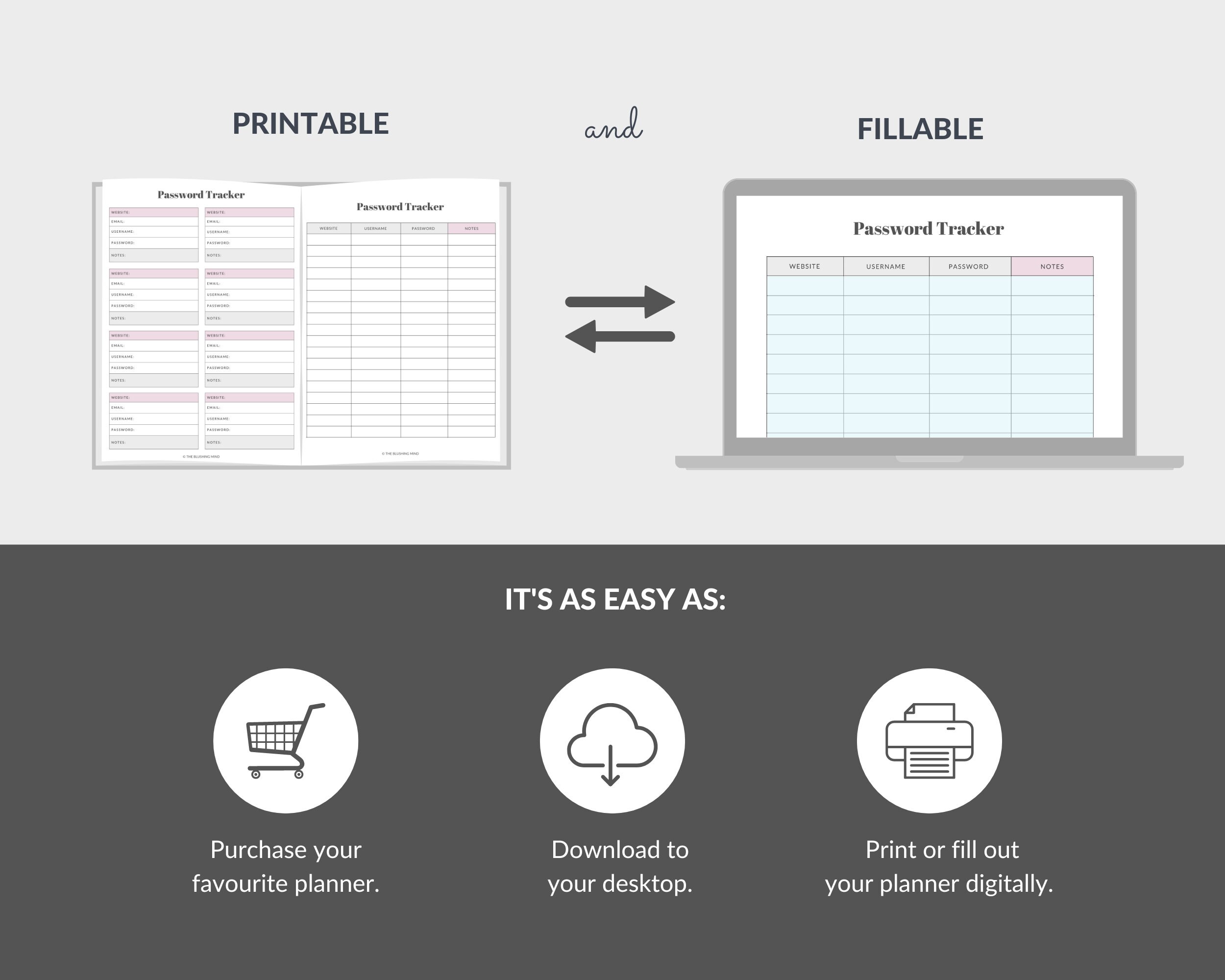 Printable & Fillable Password Tracker, Password Log, Password Keeper ...