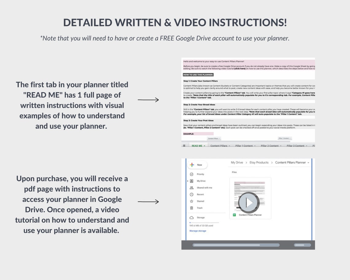 Content Pillars Planner, Google Sheets Template, Social Media Planner ...