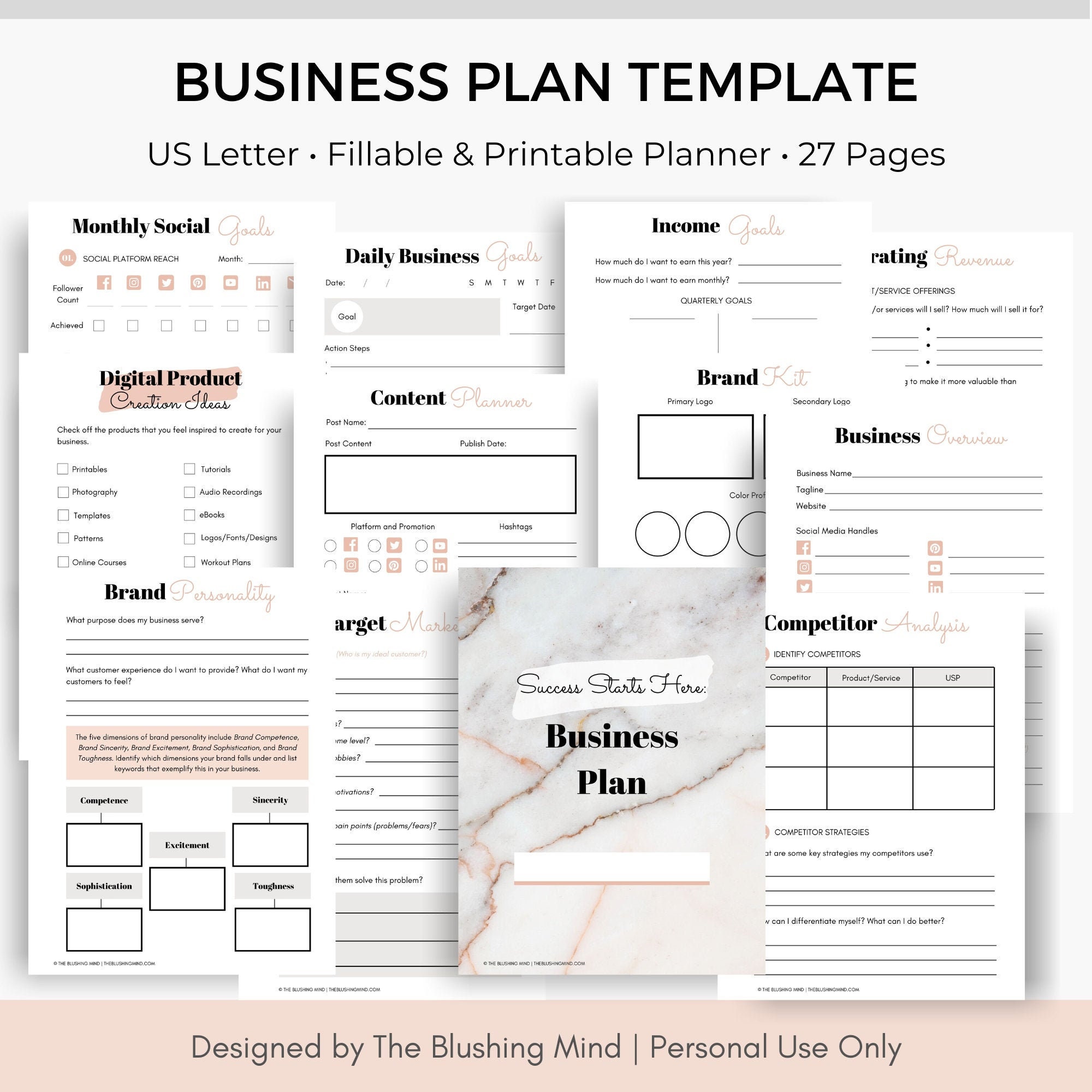 Business Plan Template Business Planner Small Business Etsy Nederland